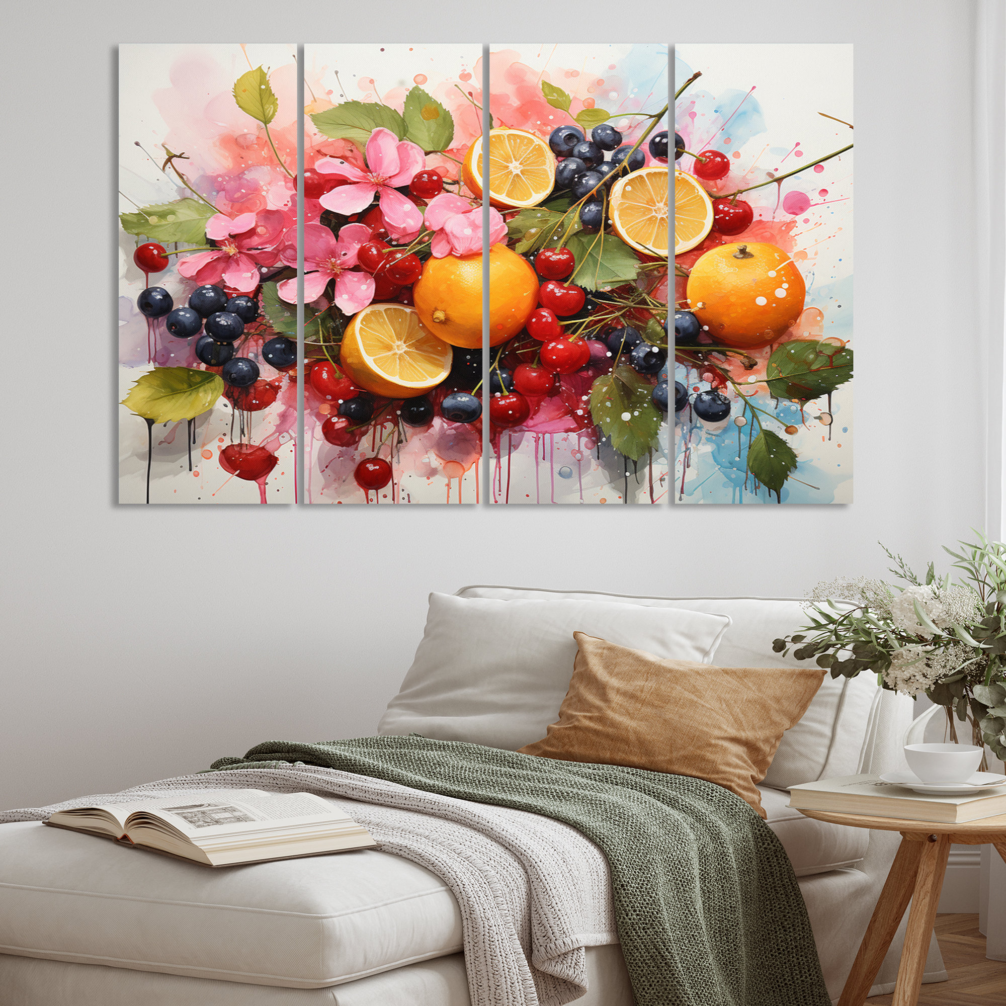 Design Art Citrusy Delight IV - Fruits Canvas Wall Art - 4 Panels | Wayfair