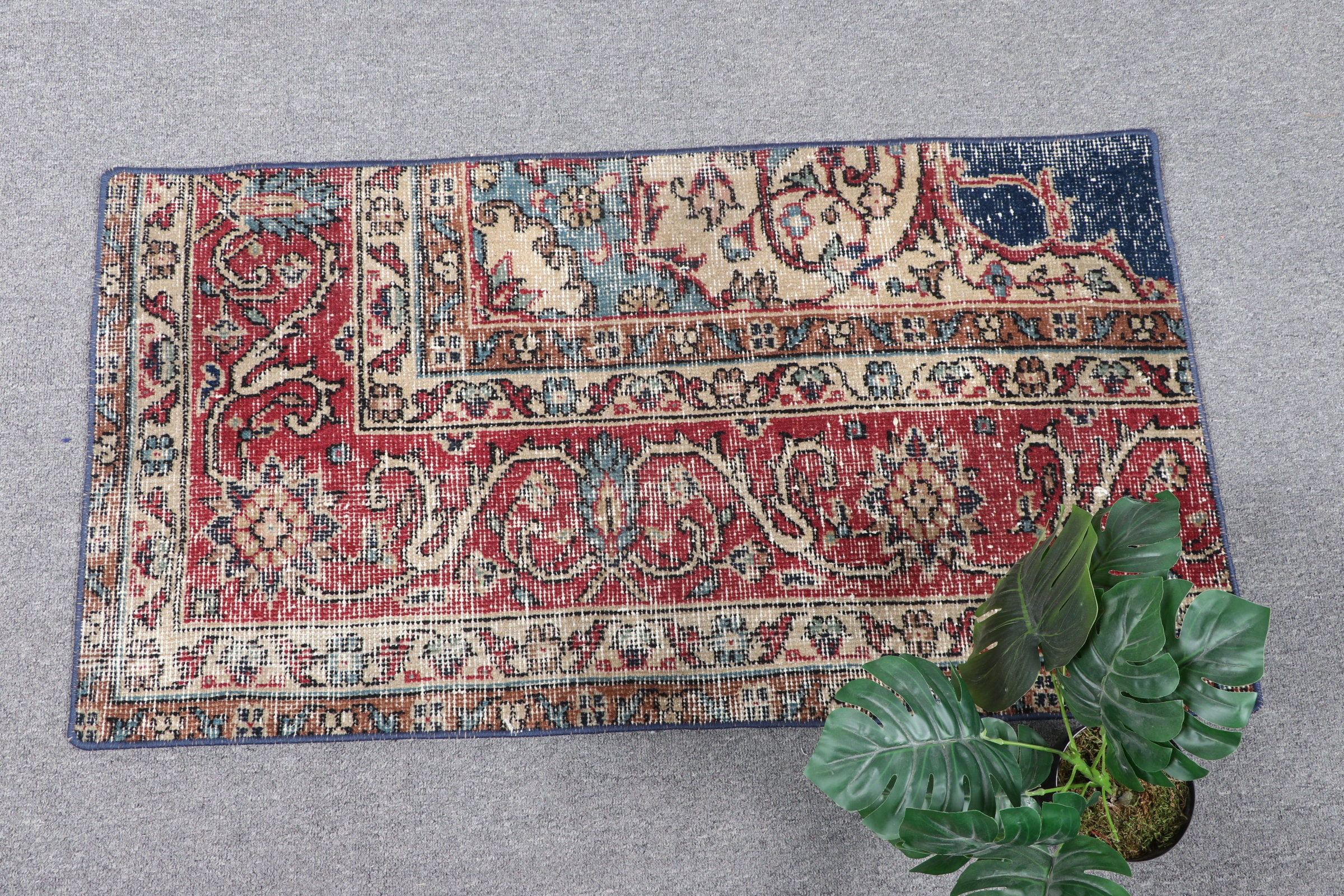 Astoria Grand Vintage Turkish Door Mat With Red And Blue Floral Design ...