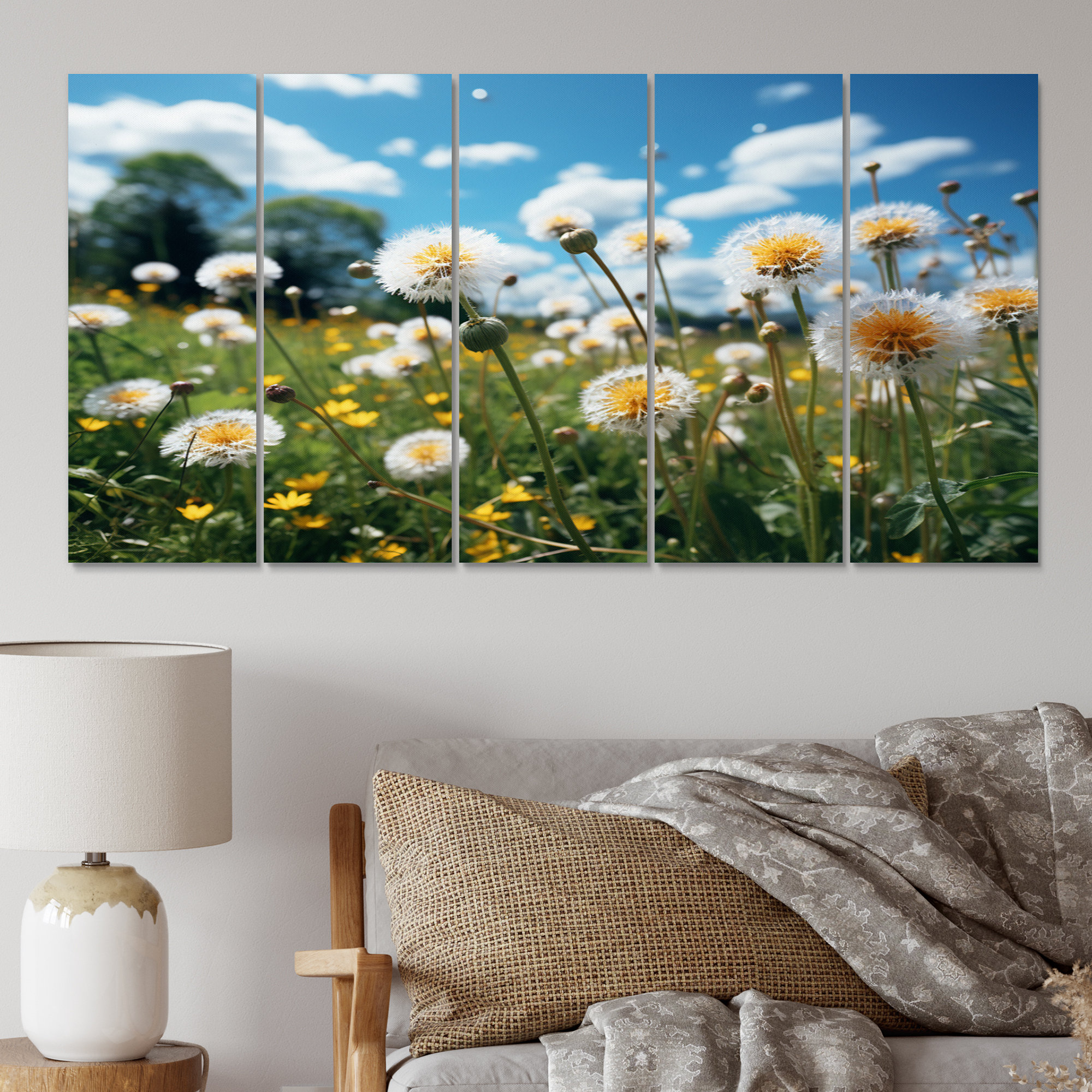 Gracie Oaks Mountain Dandelion Field I - Floral Metal Wall Decor Set ...