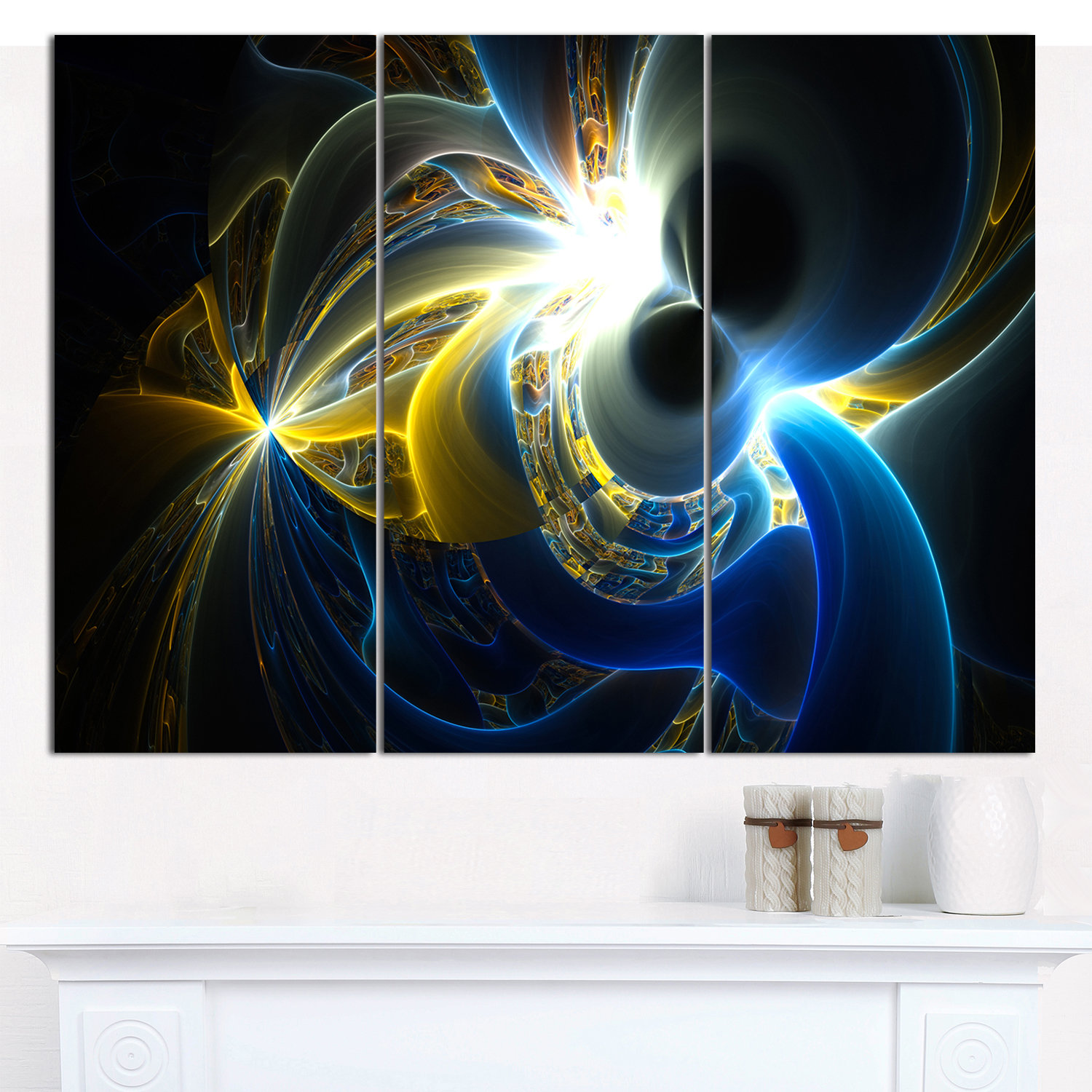 Design Art 'Glowing Blue Yellow Plasma' Graphic Art Print Multi-Piece ...