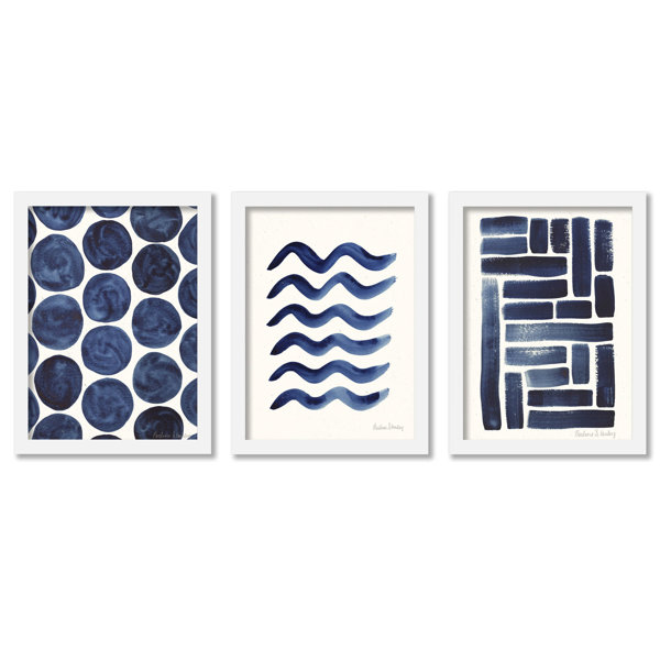 Americanflat Blue Strokes Gouache By Pauline Stanley - 3 Piece Gallery ...