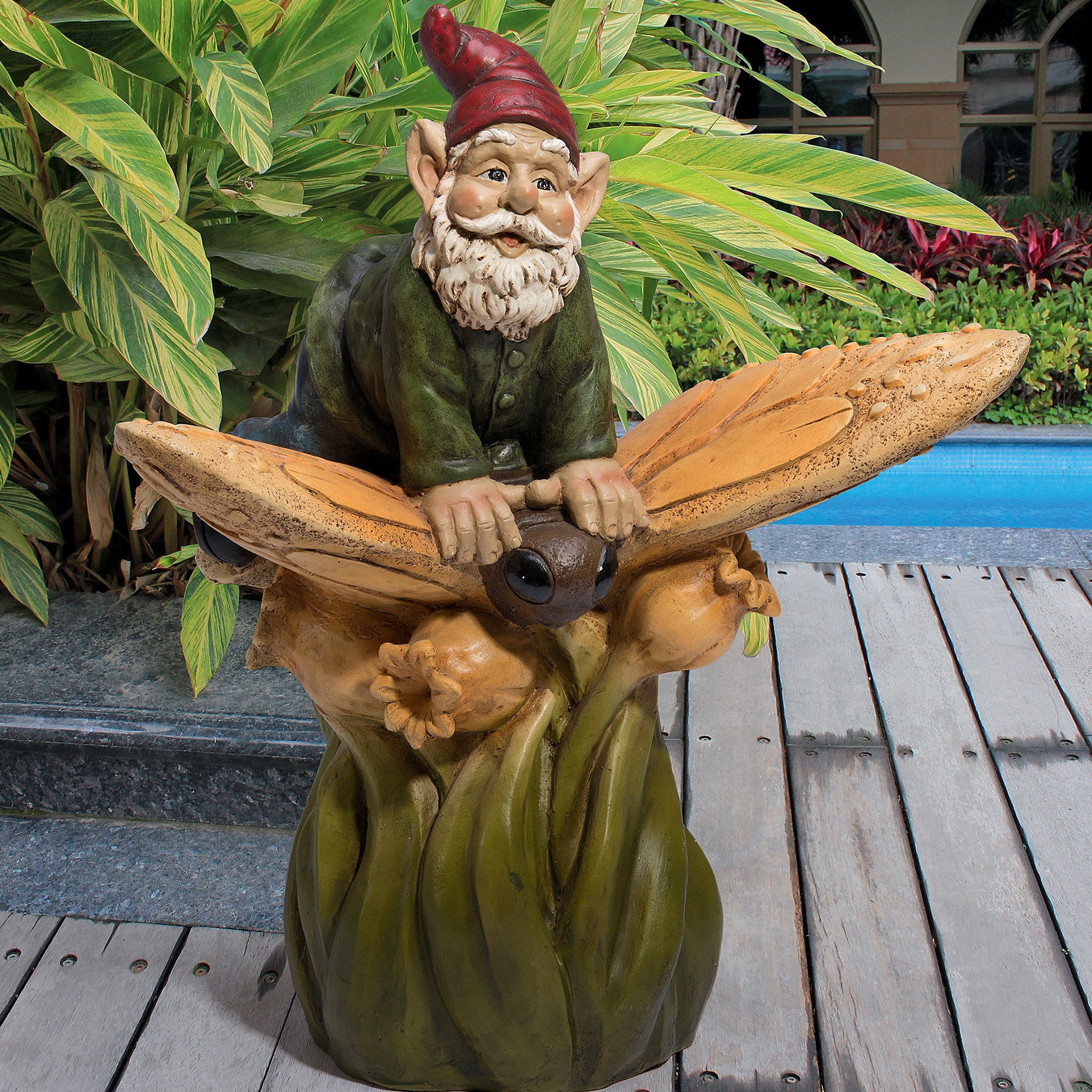Design Toscano On a Butterfly's Back Garden Gnome Statue | Wayfair.ie