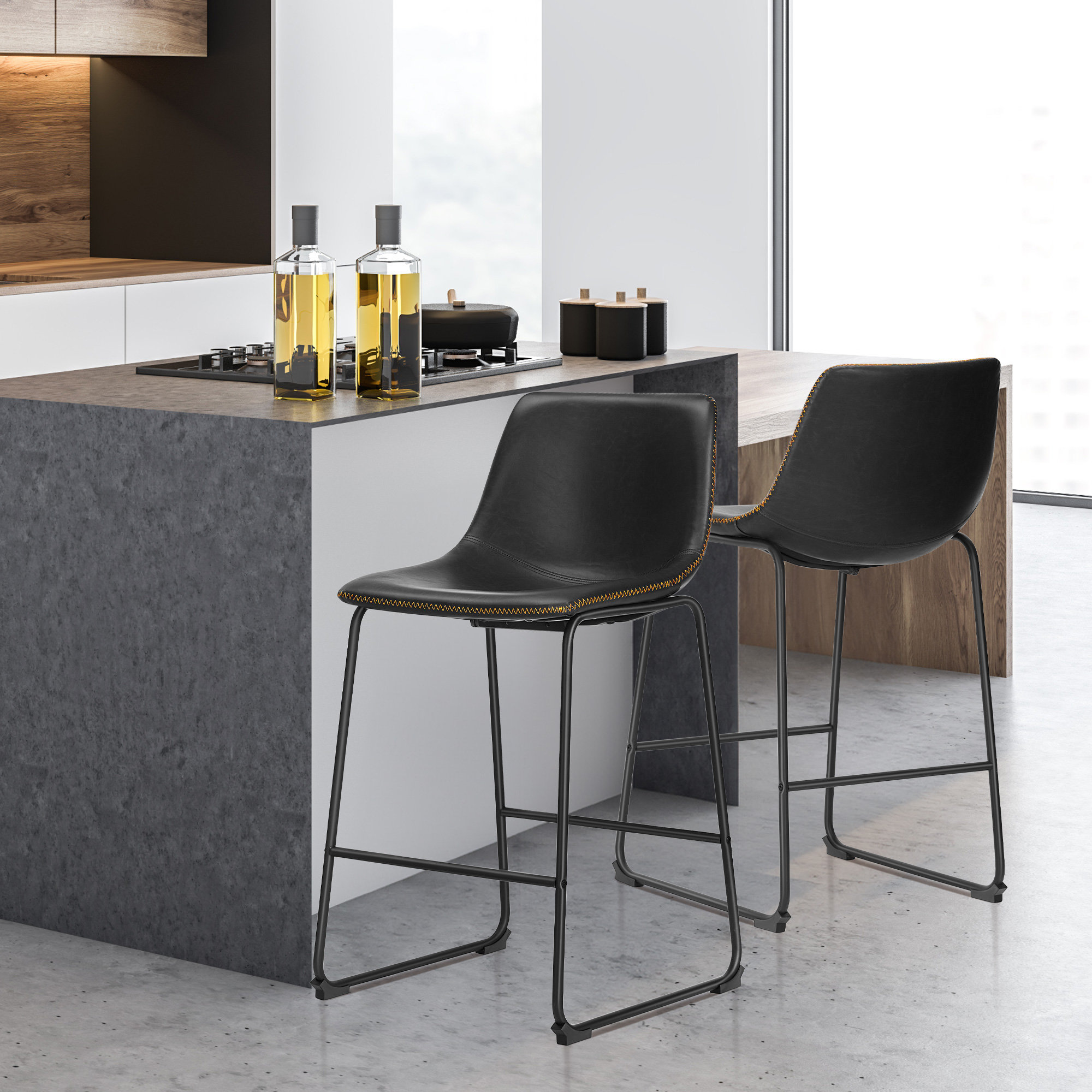17 Stories Modern 26" Upholstered Dining Chair Bar & Counter Stool ...