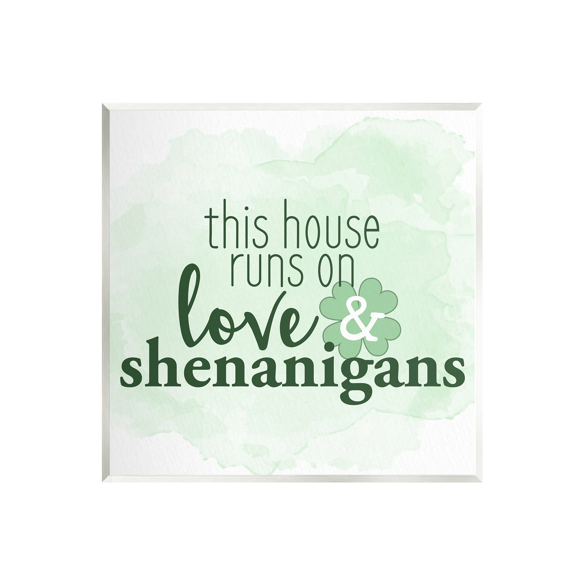 Stupell Industries Love & Shenanigans Family Shamrock Phrase Wall ...