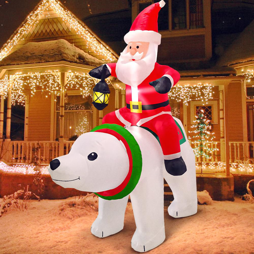 The Holiday Aisle® 6FT Christmas Inflatable Santa Claus With Polar Bear ...