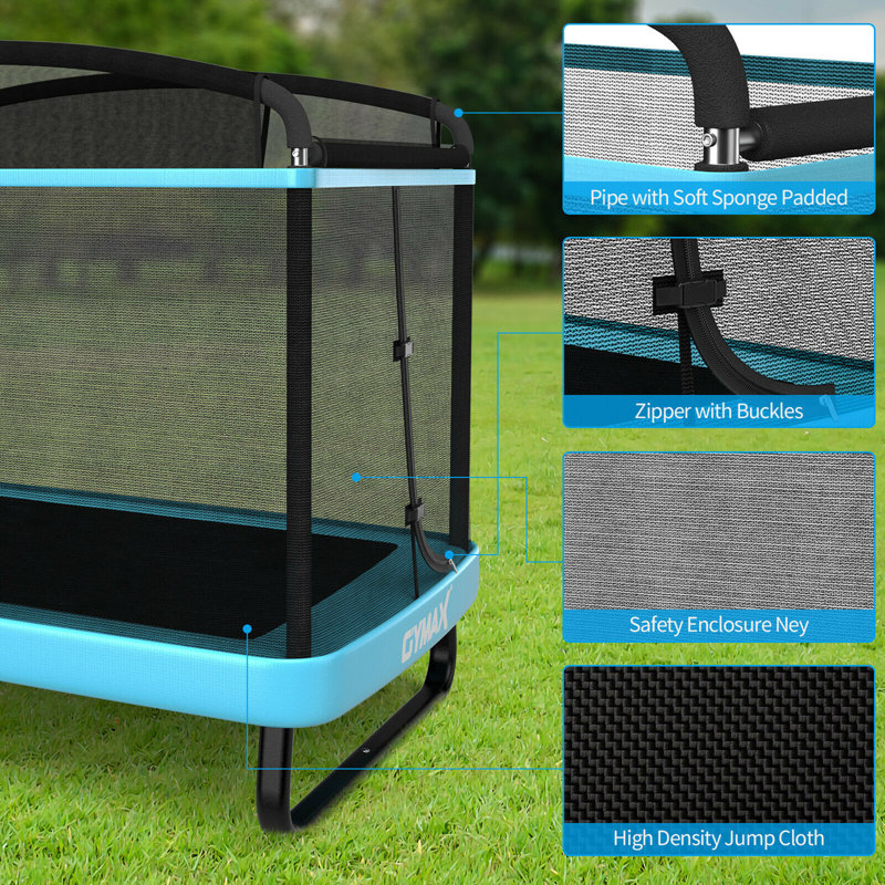 Gymax 6.25' Rectangle Backyard Trampoline with Safety Enclosure ...
