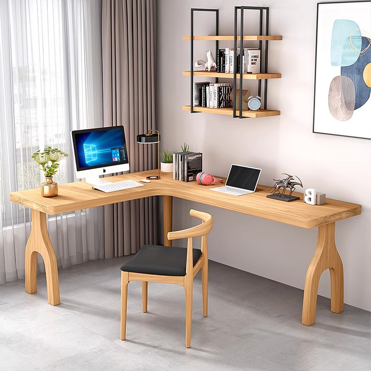 Corrigan Studio® Full solid wood corner desk for study and computer use ...