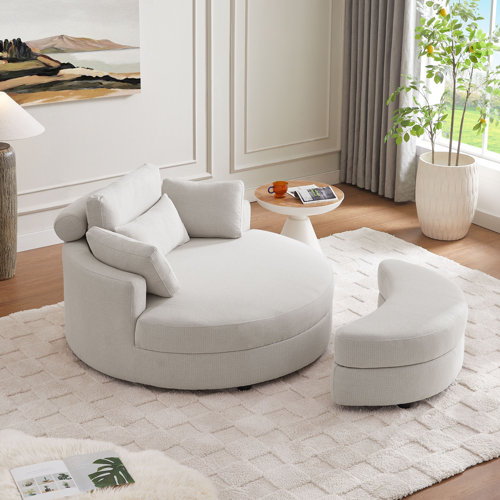 Brayden Studio® Dashton Upholstered Barrel Chair with Ottoman & Reviews ...