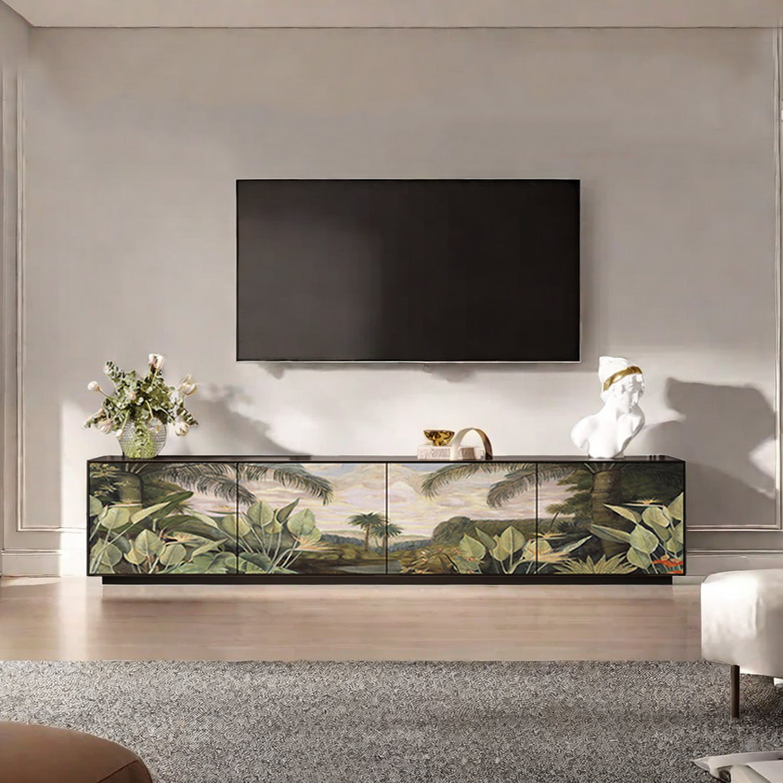 Aurora Craft Premium Ash Wood TV Stand With Enclosed Bottom 70.86 ...