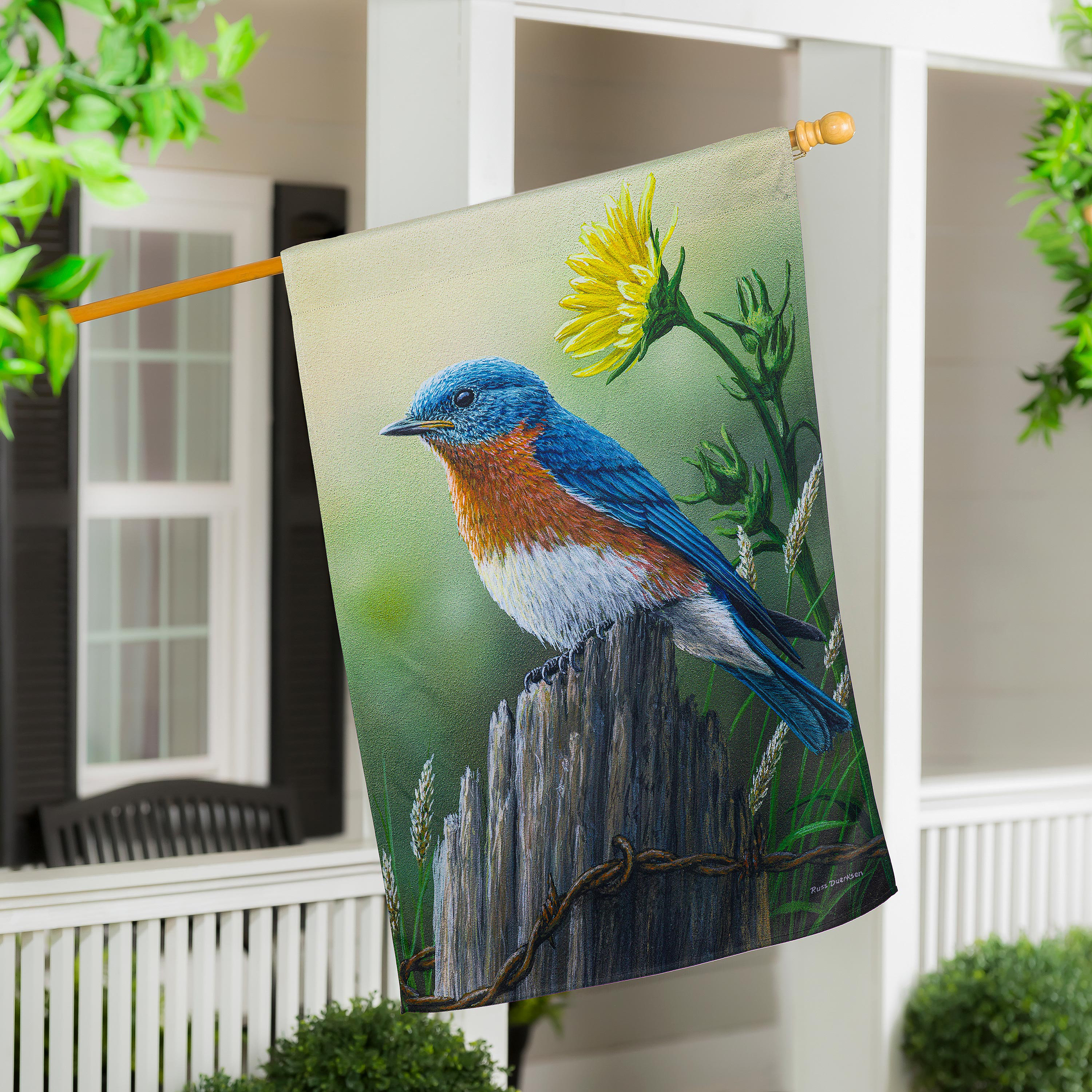 Arlmont & Co. Eastern Bluebird Suede House Flag - Wayfair Canada