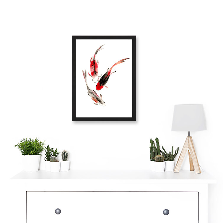 Bay Isle Home Japanese Koi Fish Swimming - Single Picture Frame ...