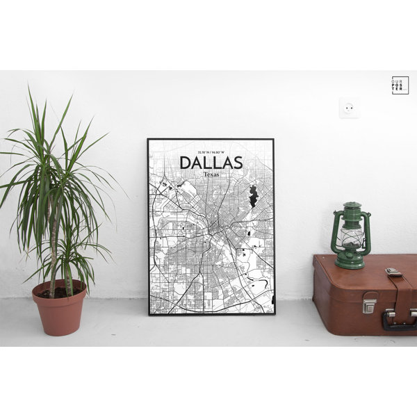 OurPoster.com Dallas City Map On Paper Print | Wayfair