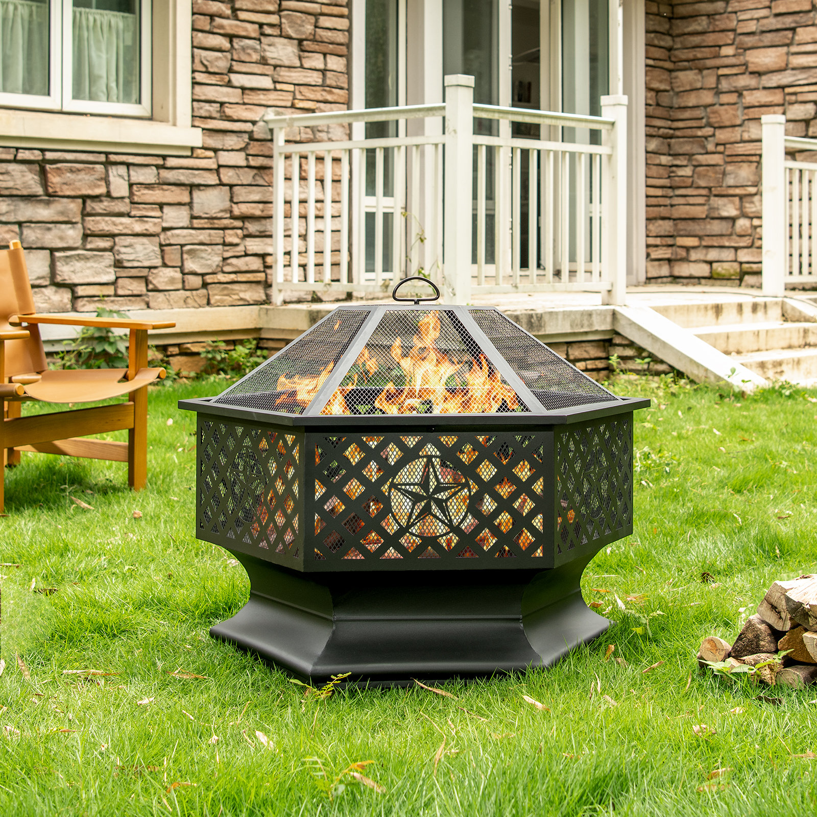 Red Barrel Studio Hexagonal Outdoor Wood Burning Fire Pit & Reviews ...