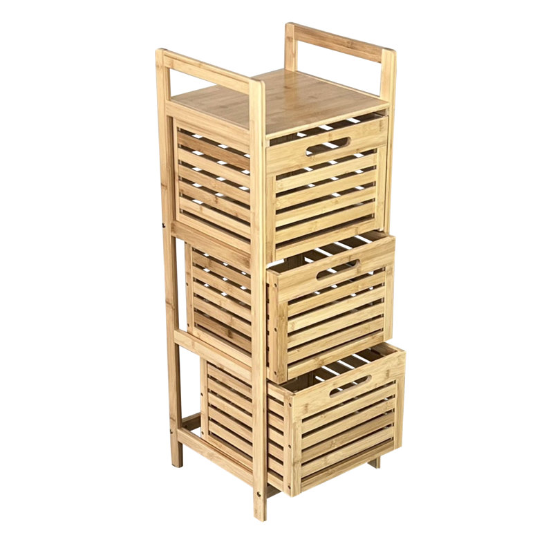 Loon Peak® Solid Bamboo 3 Drawer Pantry Tower | Wayfair