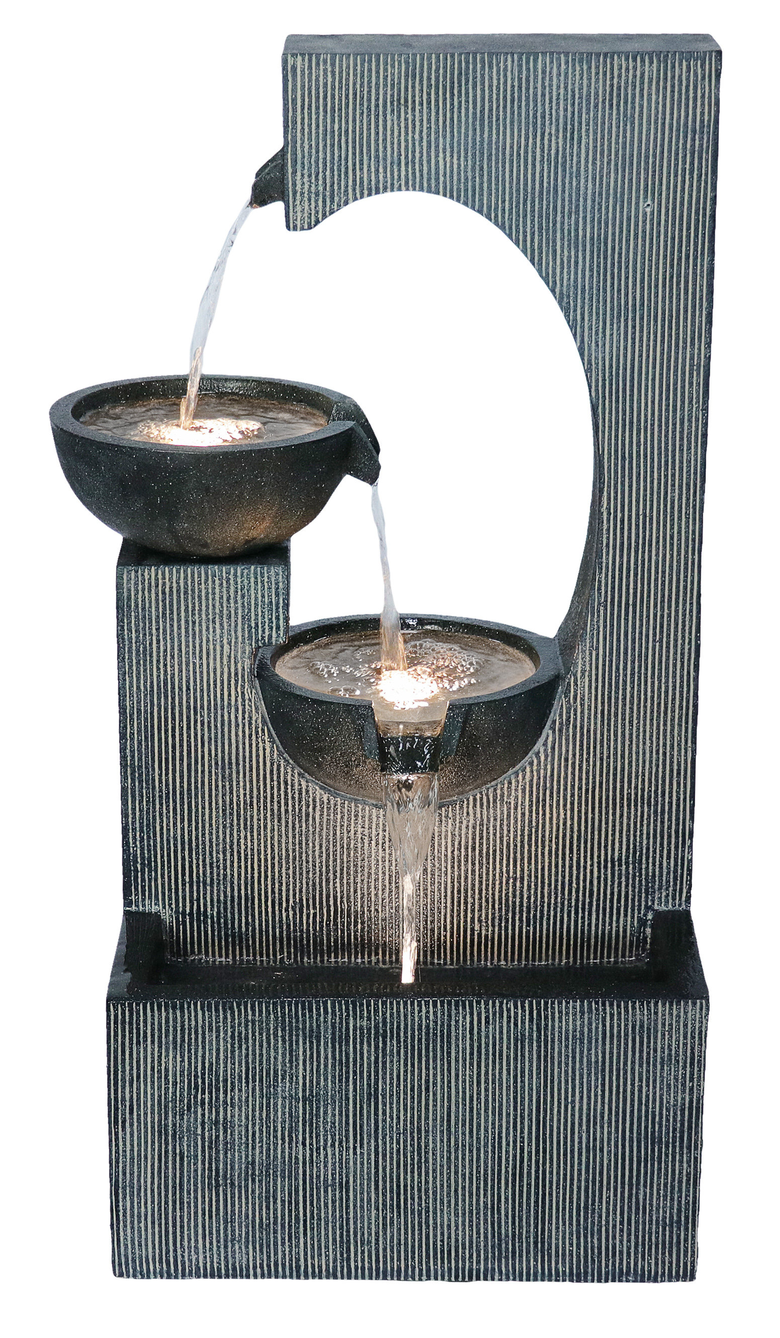 Hi-Line Gift Ltd. Fontaine contemporaine d'extérieur demi-cercle à ...