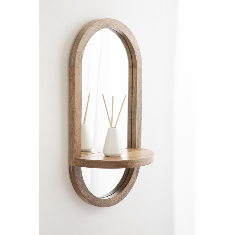 Birch Lane™ Meliora Wood Framed Capsule Mirror with Shelf & Reviews ...