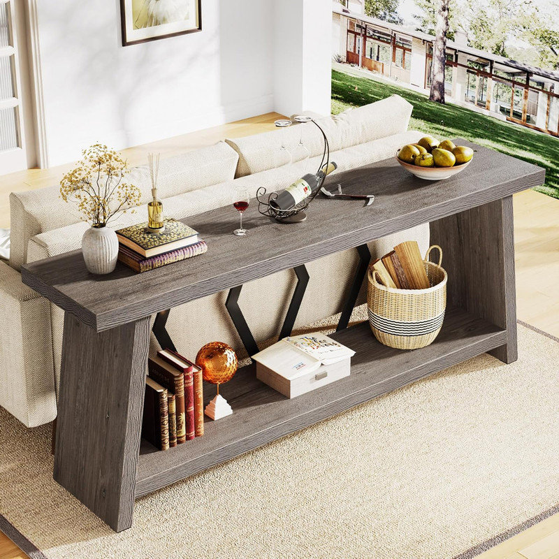 Loon Peak® 70.86-In Long Sofa Table for Living Room, 2-Tier Console ...