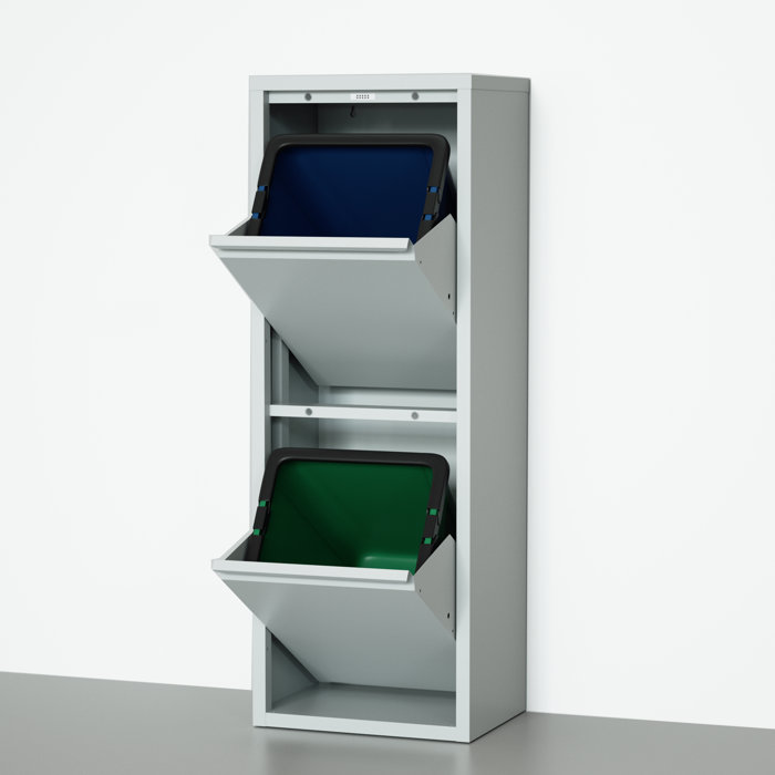 EuropeanFurniture Metal Open Multi-Compartments Trash & Recycling Bin ...