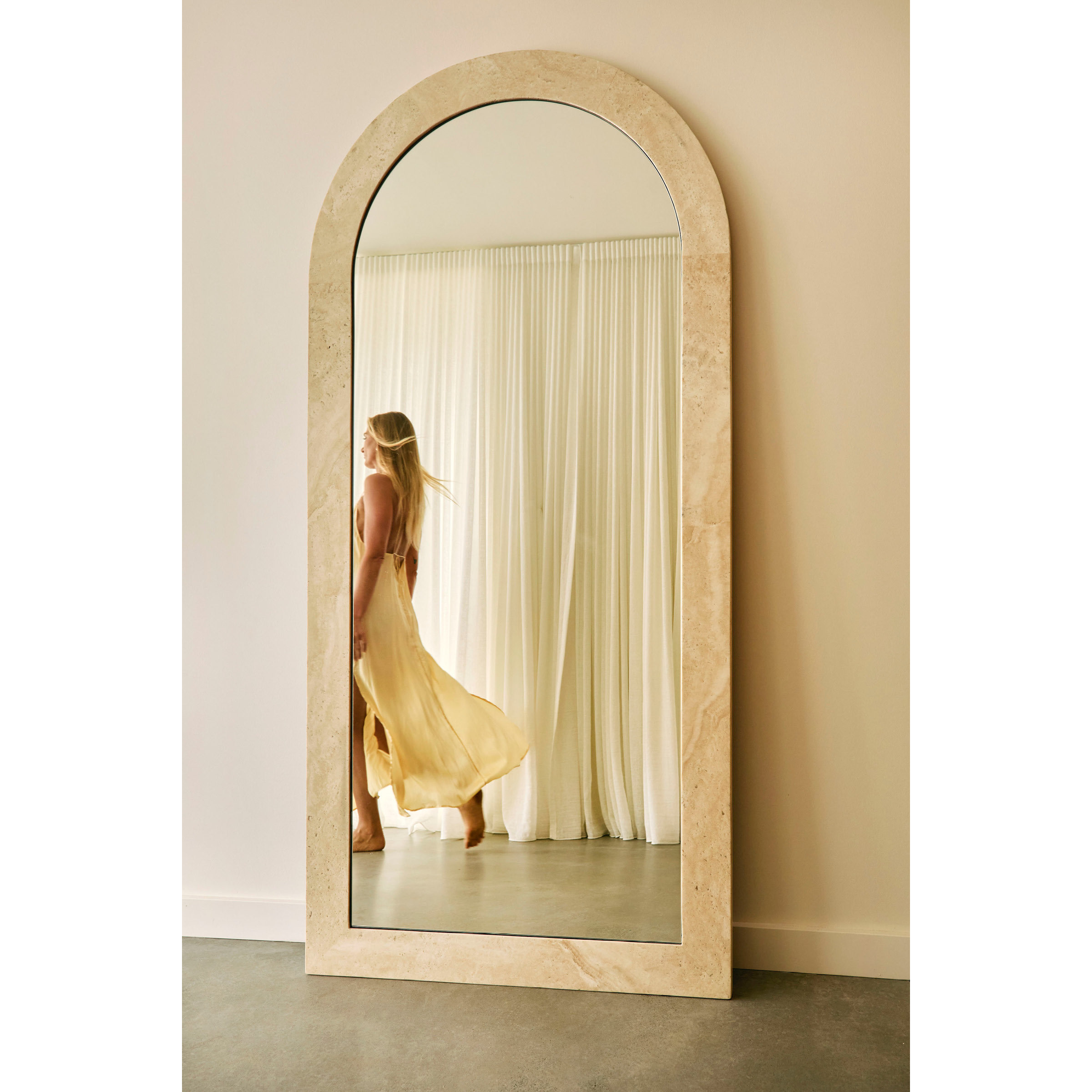Hokku Designs Zehra 35 in. x 75 in. Natural Stone Marble Arch Framed ...