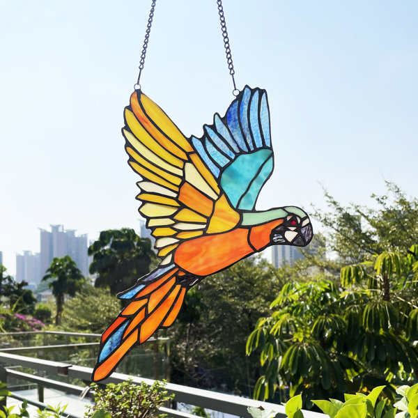 Bay Isle Home™ Macaw Stained Glass Window Panel | Wayfair