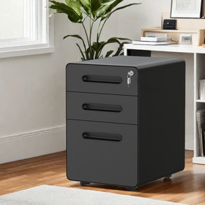 Inbox Zero 15.3" W 3 Drawer Lockable Mobile Steel Vertical Filing ...