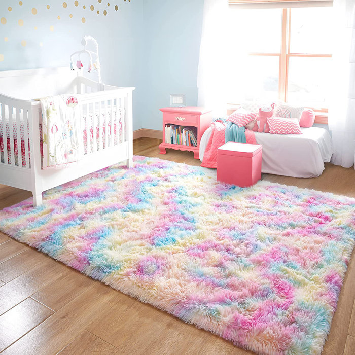 Everly Quinn Radyn Abstract Shag Rainbow Area Rug & Reviews | Wayfair