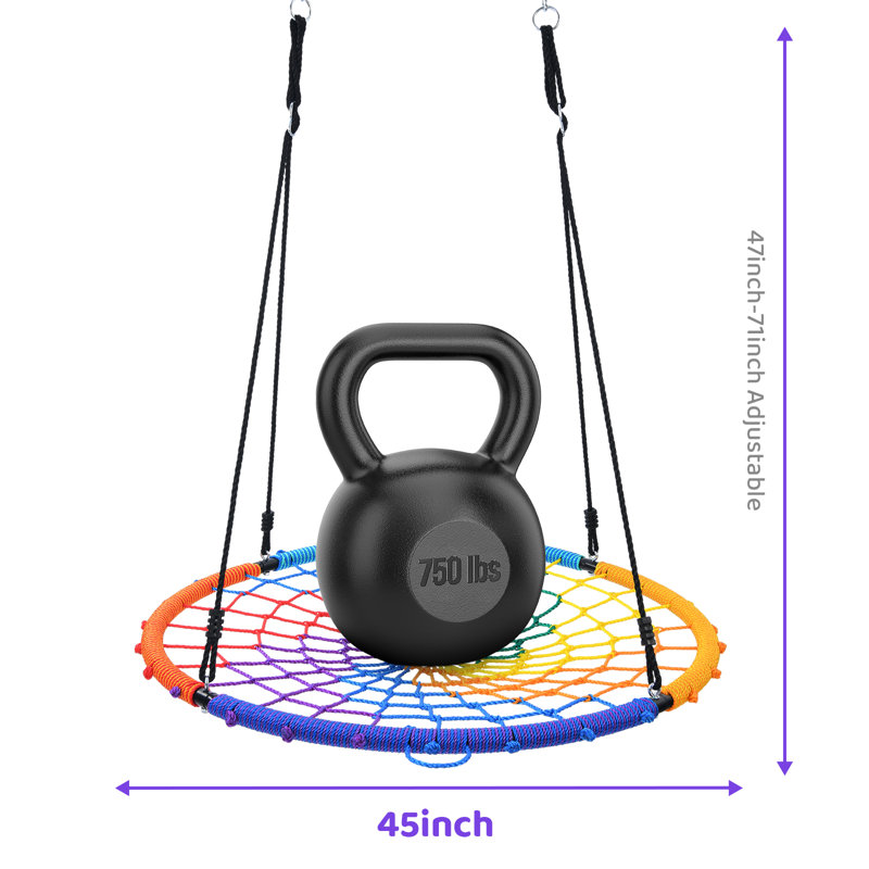 Klo Kick 45inch MetalVinyl Web/Saucer Swing with Chains and Hooks | Wayfair