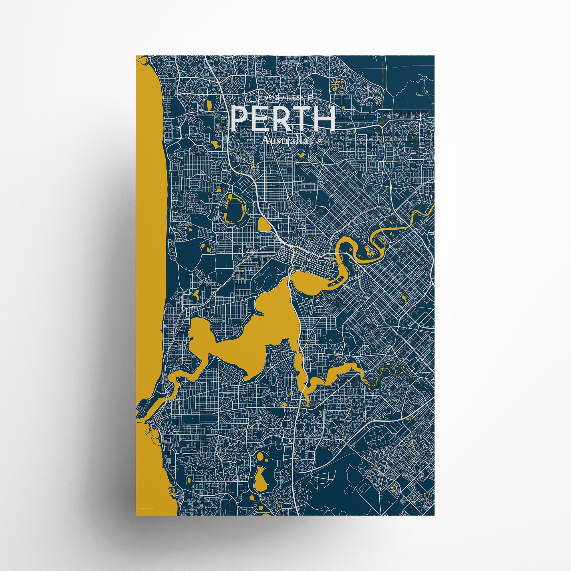 17 Stories Perth City Map Graphic Art | Wayfair