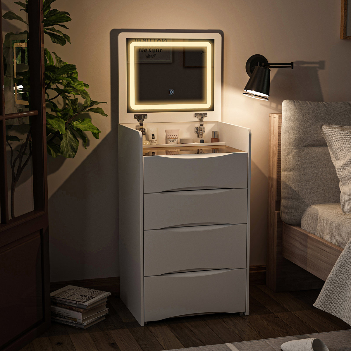 Ebern Designs Brevyn 18.7'' Wide Makeup Vanity Table with Flip Top ...