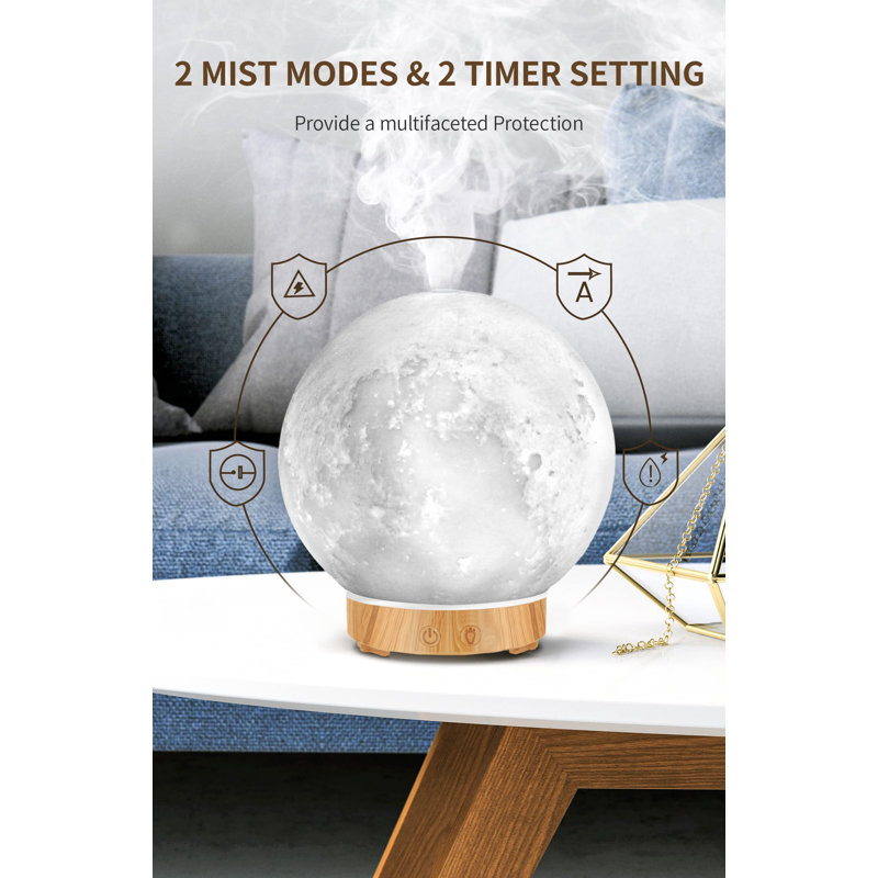 Brayden Studio® Essential Oil Diffuser 200ML LED Desk Moon Lamp ...