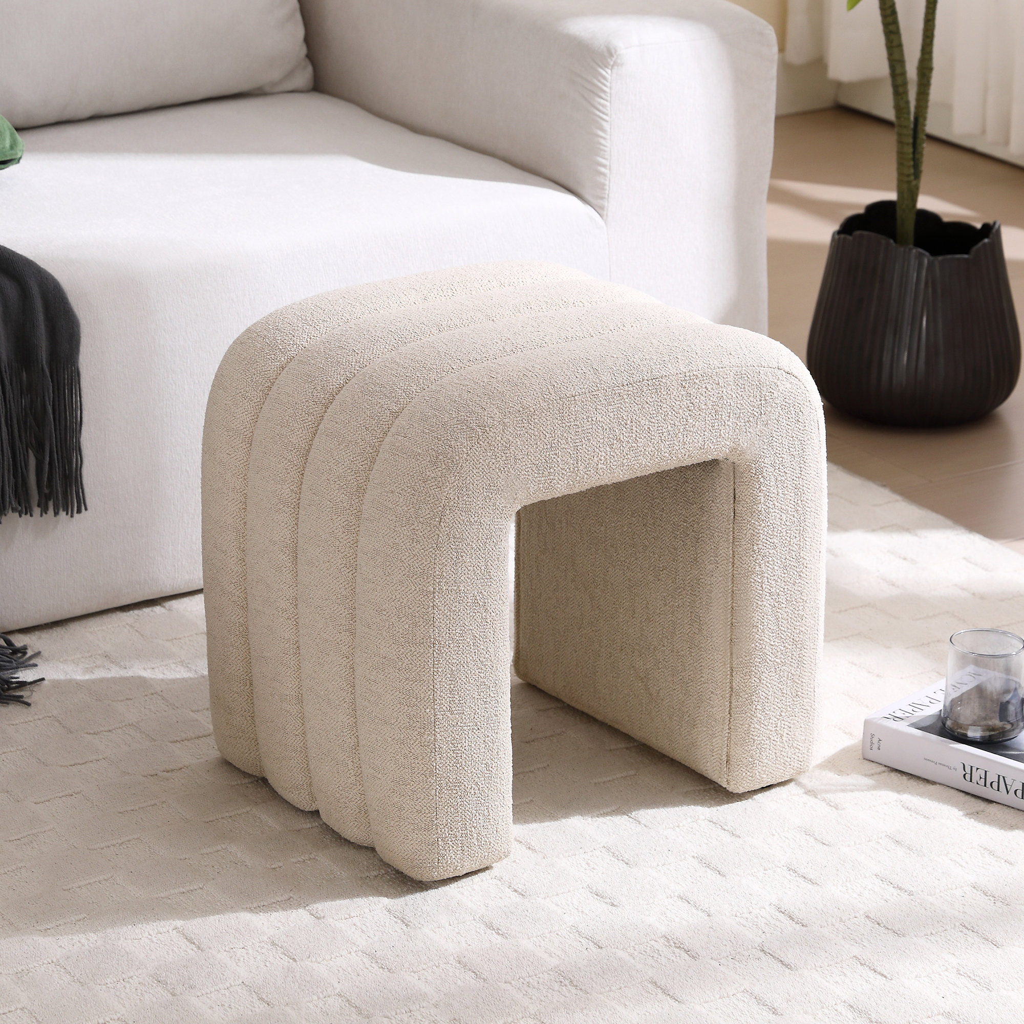 Wade Logan® 49cm Wide Upholstered Ottoman Footstool with Tufted Detail ...