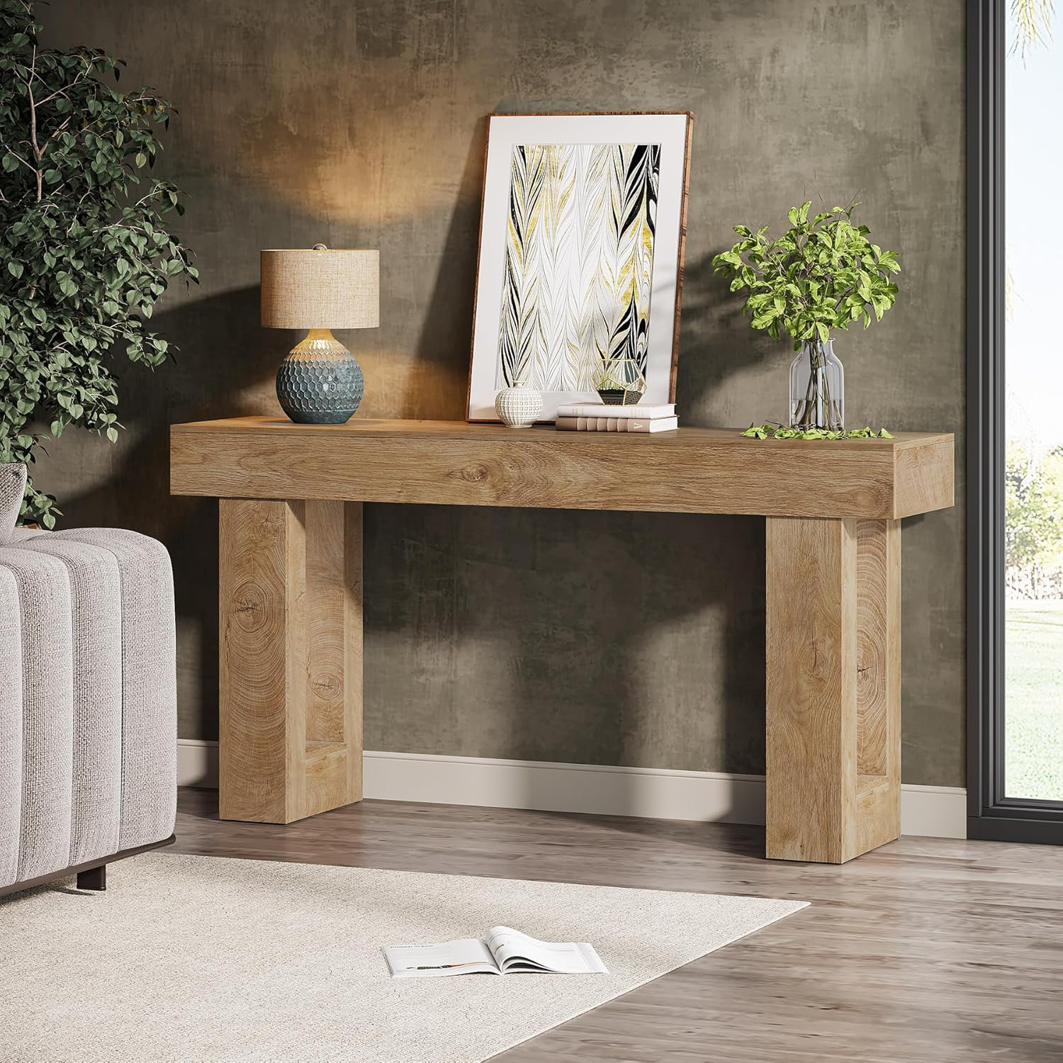 Loon Peak Tribesigns 63-Inch Long Console Table, Wooden Rectangular ...