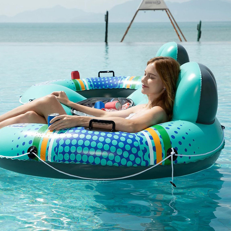 JASODI Inflatable River Tube Float - 2 Person Heavy Duty River Float Pool Floats with Removable ...