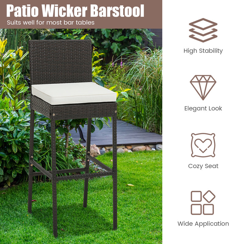 Wade Logan® Bocephus Outdoor 30'' Patio Bar Stool with Cushion ...