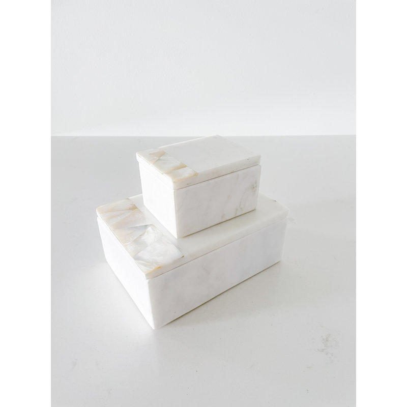 Anaya Mother Of Pearl Marble Marble Decorative Box | Wayfair