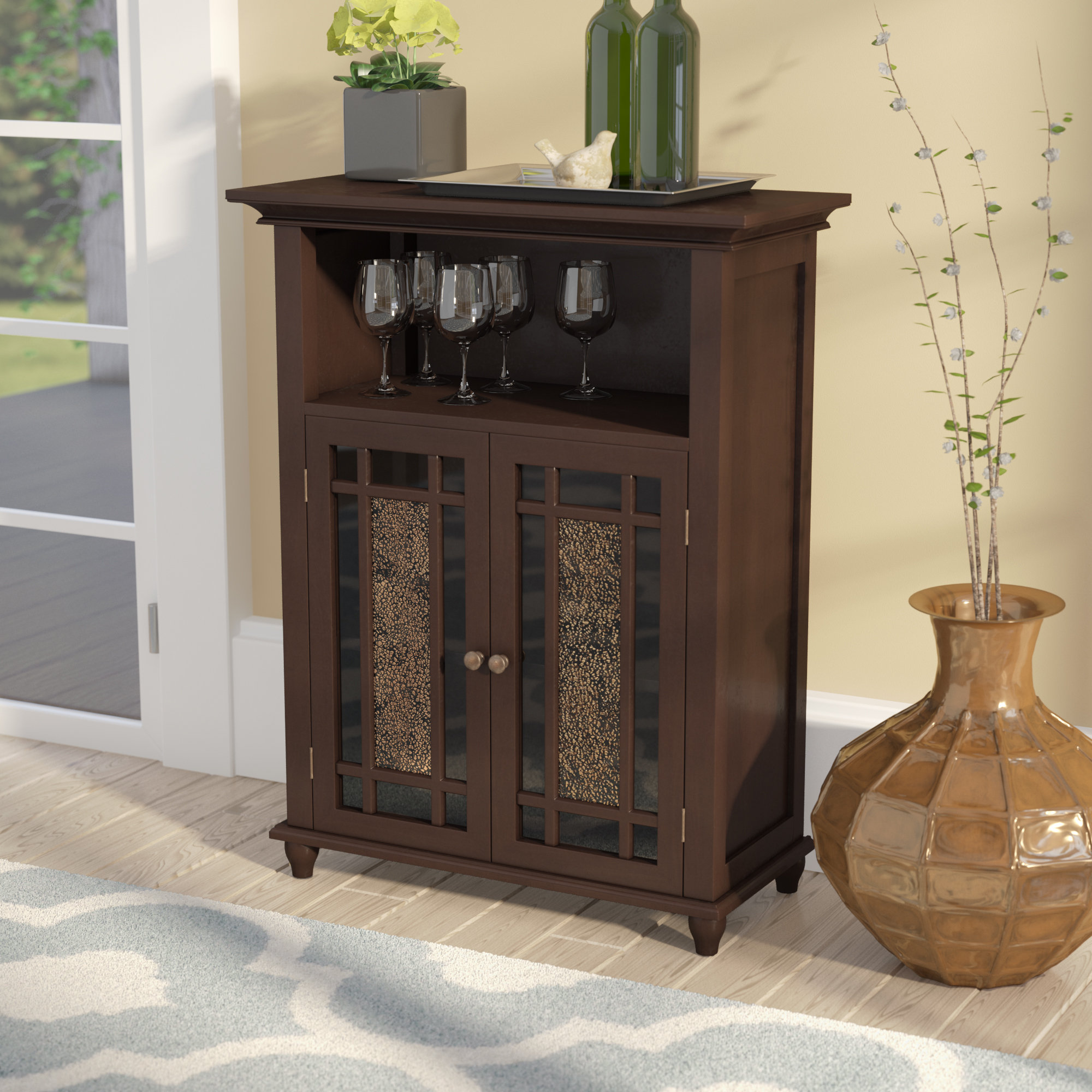 Alcott Hill Caleb Freestanding Two-Door Accent Cabinet with Mosaic ...