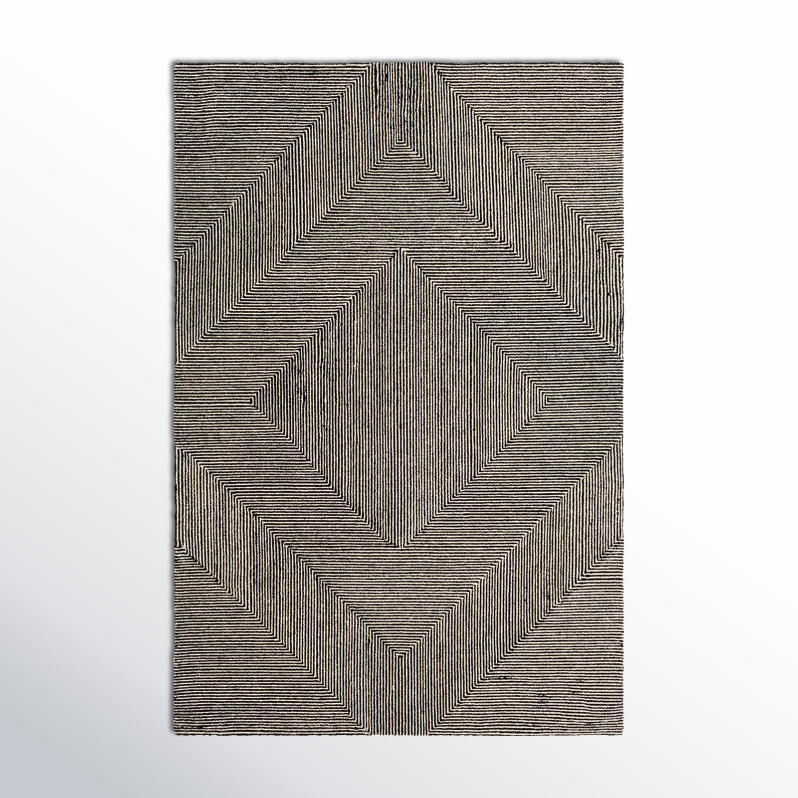 AllModern Peeta Geometric Handmade Tufted Wool Black/Cream Area Rug ...