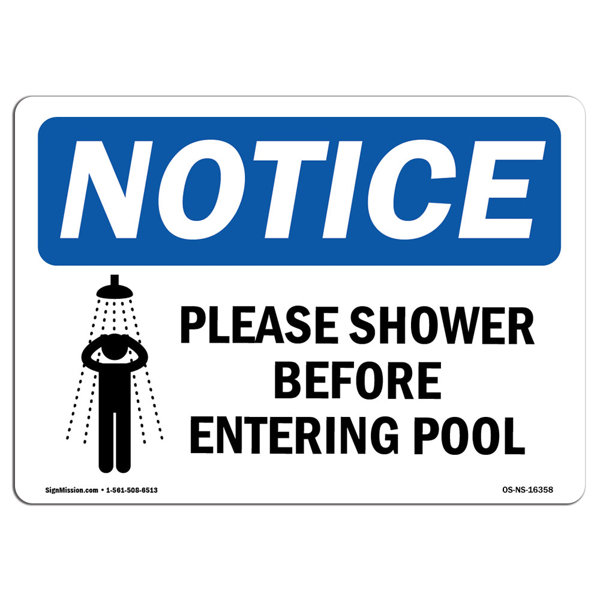 SignMission Please Shower Before Entering Pool Sign | Wayfair