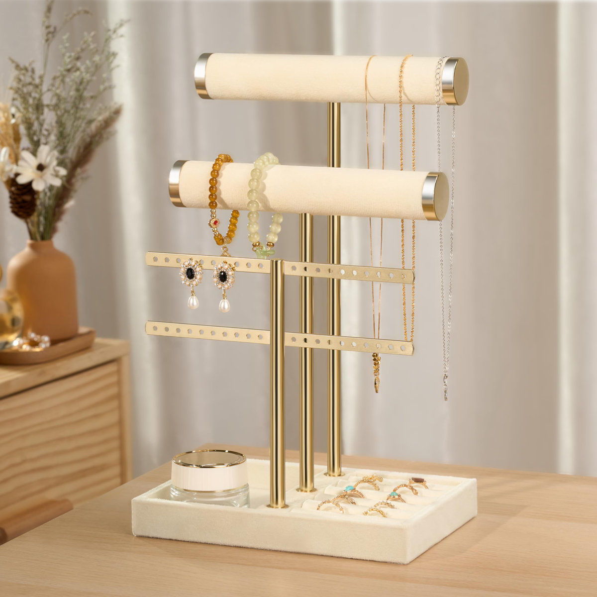 Mercer41 3-Tier Detachable T-Shaped Velvet Bracelet Rack For Bracelets ...