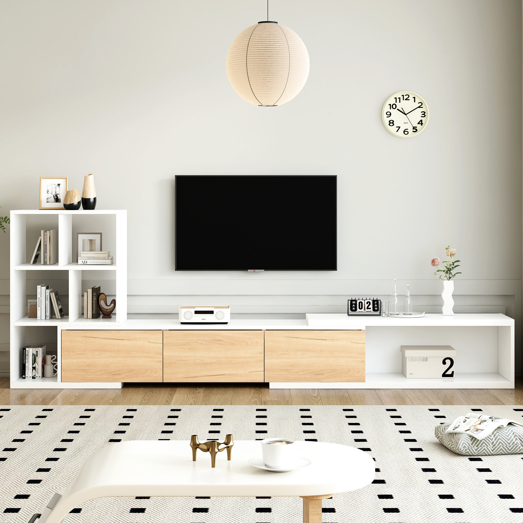 Latitude Run® Extendable Entertainment Console With Shelf And Liners ...