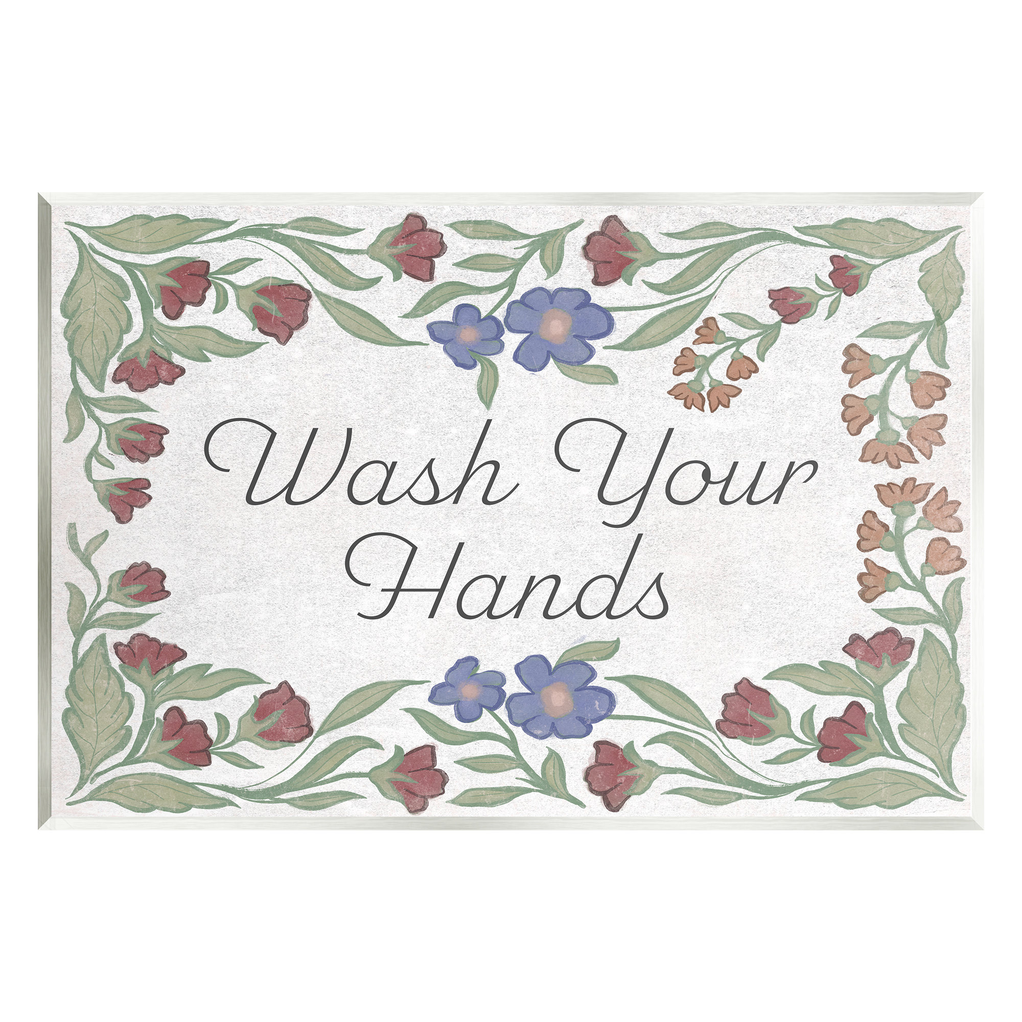 Stupell Industries Floral Wash Hands Phrase Wall Plaque Art Design By ...