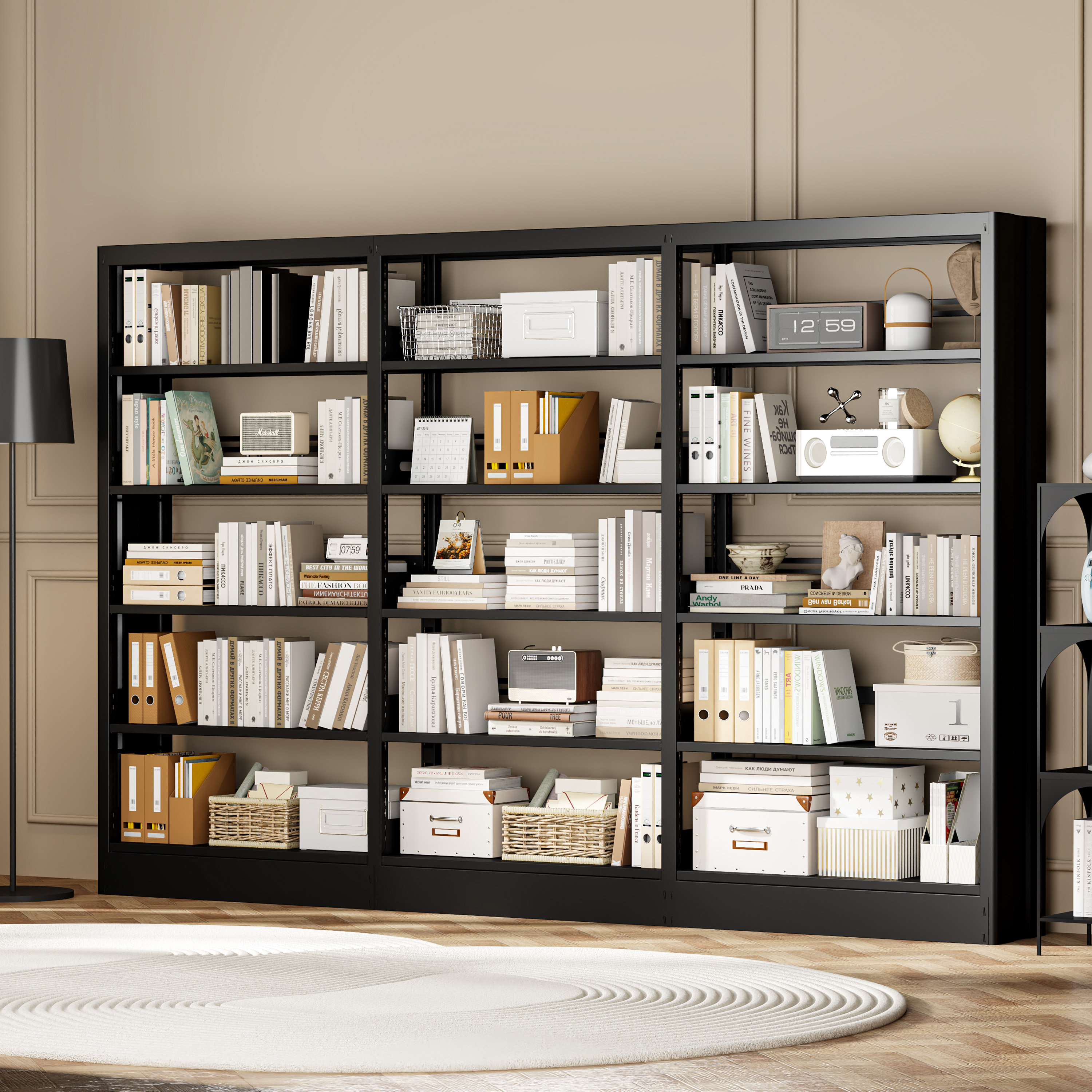 Latitude Run® 71" Metal Book Shelf, 5 Tier Bookshelf With Adjustable ...