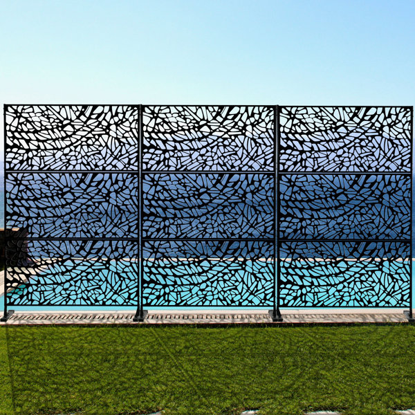 Kozyard Metal Privacy Screen Decorative Outdoor Divider With Stand ...