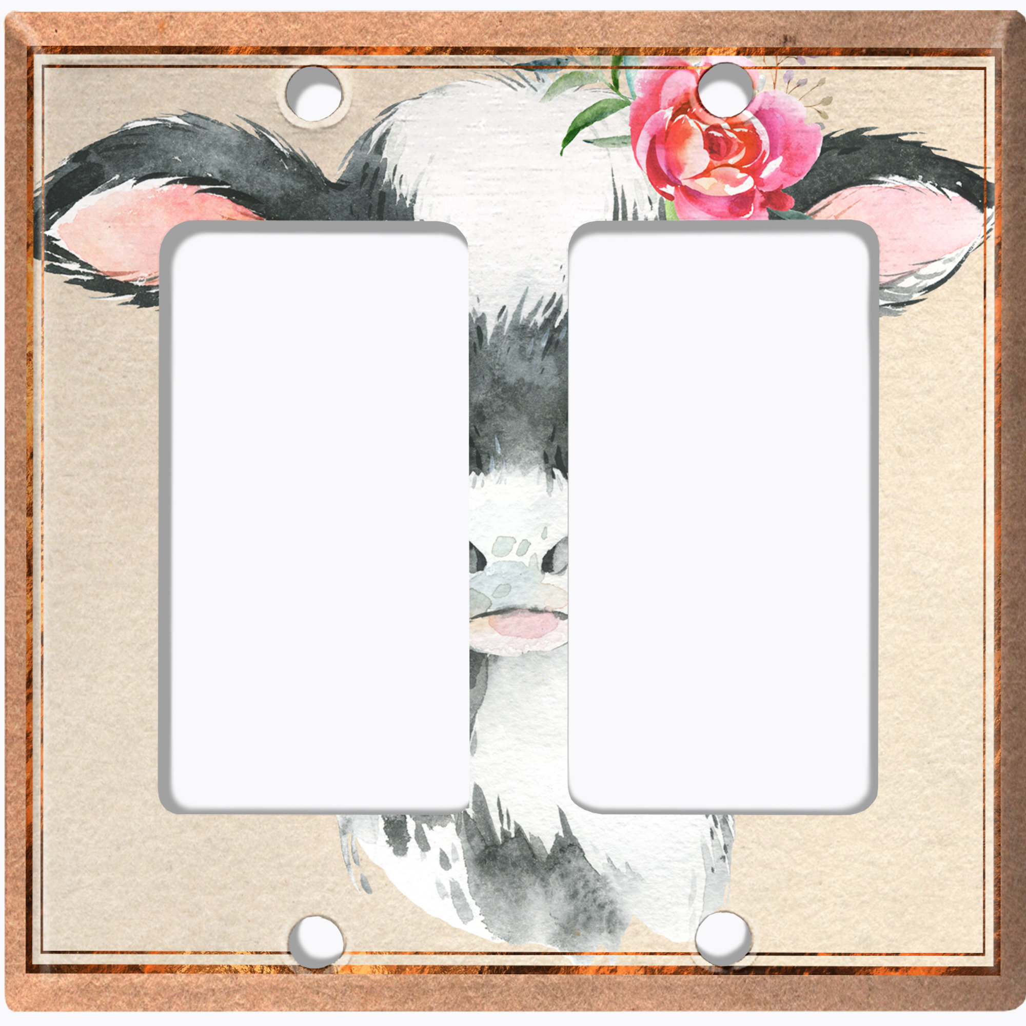 WorldAcc Metal Light Switch Plate Outlet Cover (Cute Animal Baby Cow ...