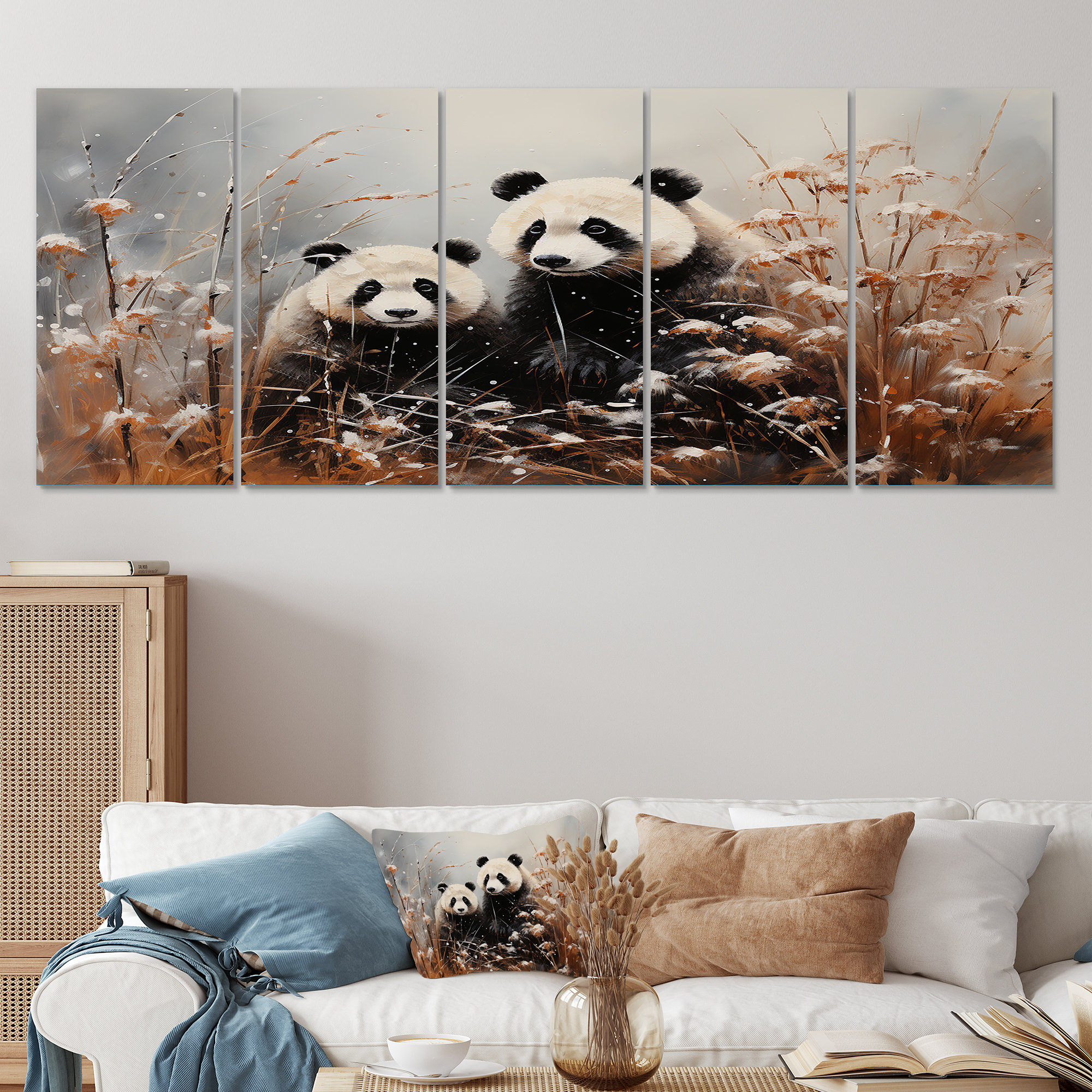 Millwood Pines Bamboo Haven Panda Portrait - Panda 5 Piece Wall Art ...