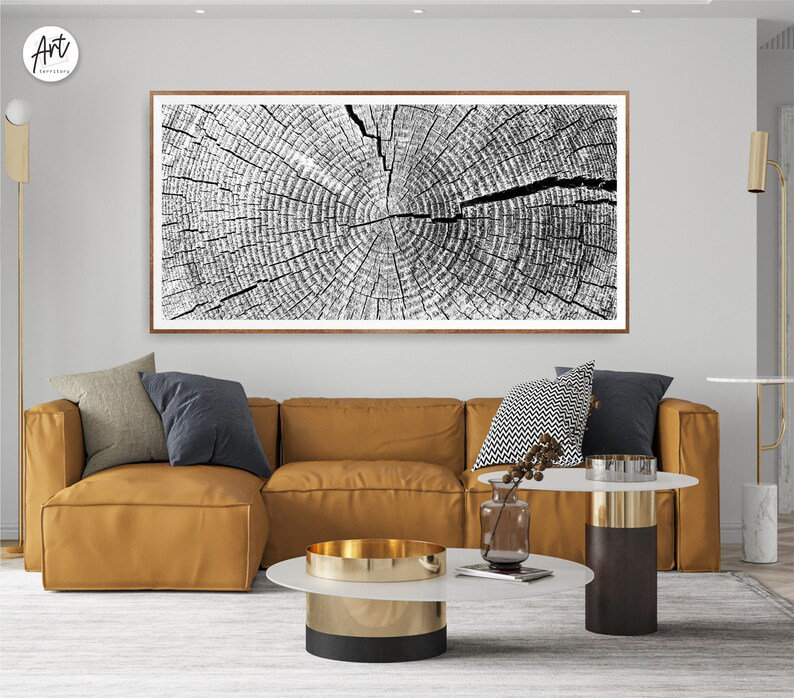 ART TERRITORY Extra Large Tree Ring Horizontal Poster, Canvas Wall Art ...
