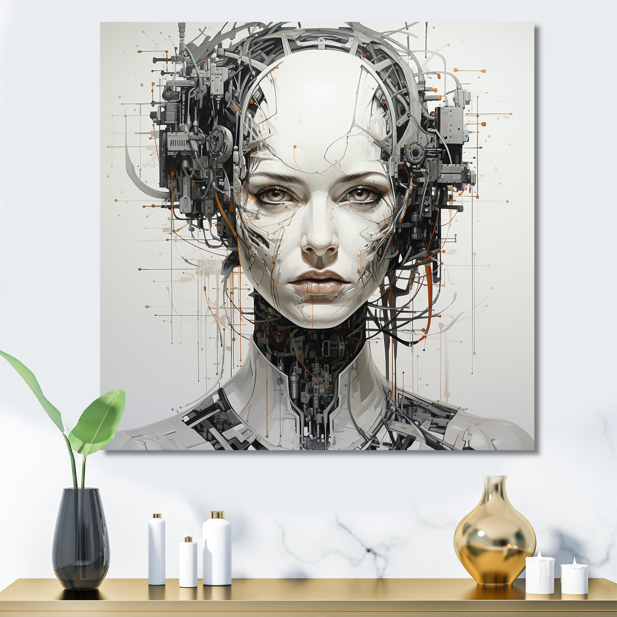 Wrought Studio™ Robotic Minimalism Portrait I - Robots Wall Art Prints ...