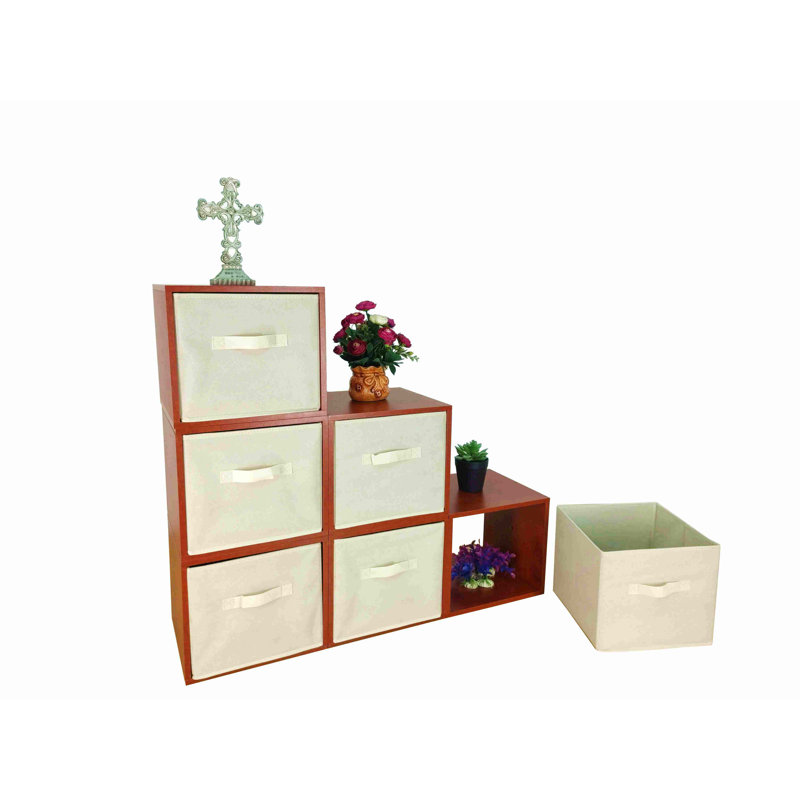 Latitude Run® Modular Wood Blocks with Fabric Bins 6/Set | Wayfair