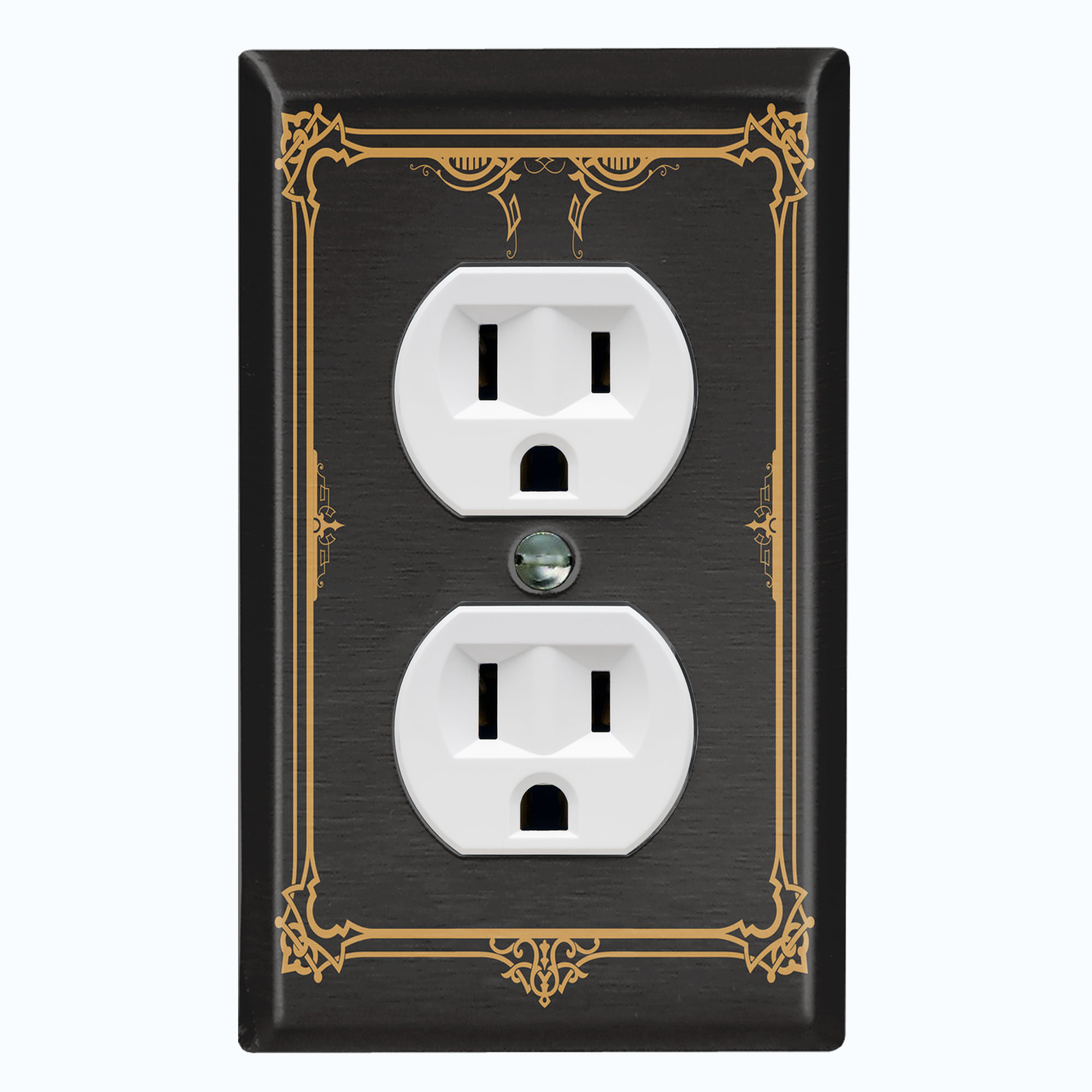 WorldAcc Metal Intricate Damask 1-Gang Duplex Outlet Wall Plate | Wayfair