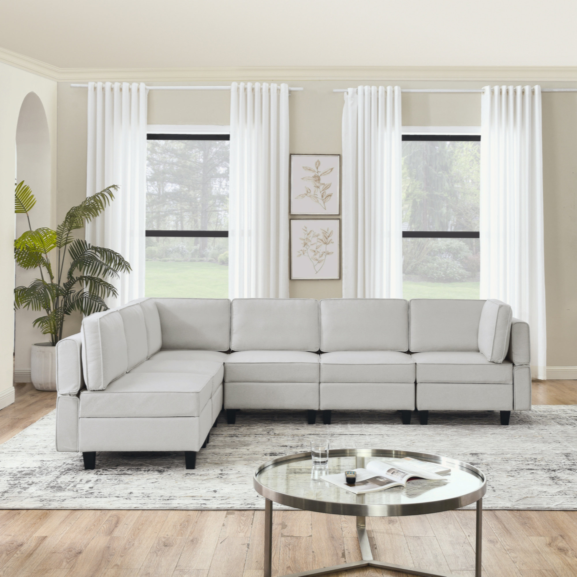 Latitude Run® Lakwan U-Shaped Modular Sectional Sofa with Adjustable ...